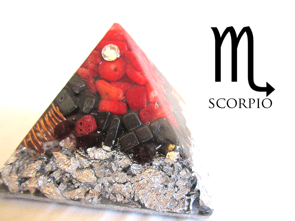 SCORPIO BIRTHSTONE PYRAMID -ZODIAC ORGONE, ORGONITE – Nun Technologies